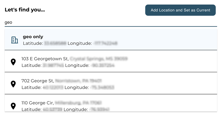 Adding a Personal Location and Setting It to Your Current Location