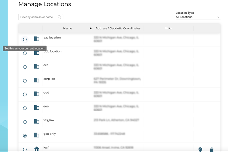 Manage Locations